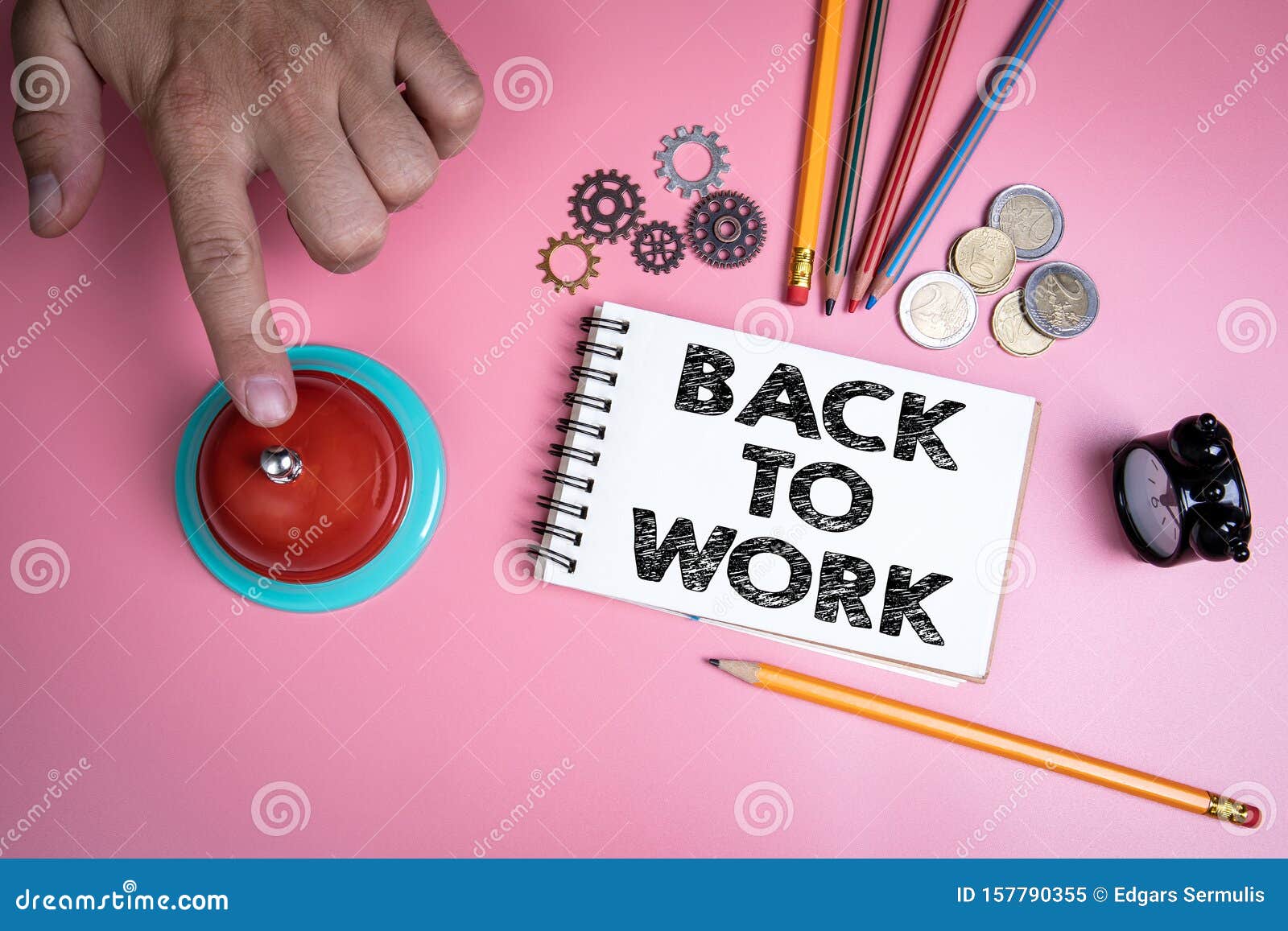 Back To Work. Handwriitng Text in the Notebook Stock Image - Image of ...