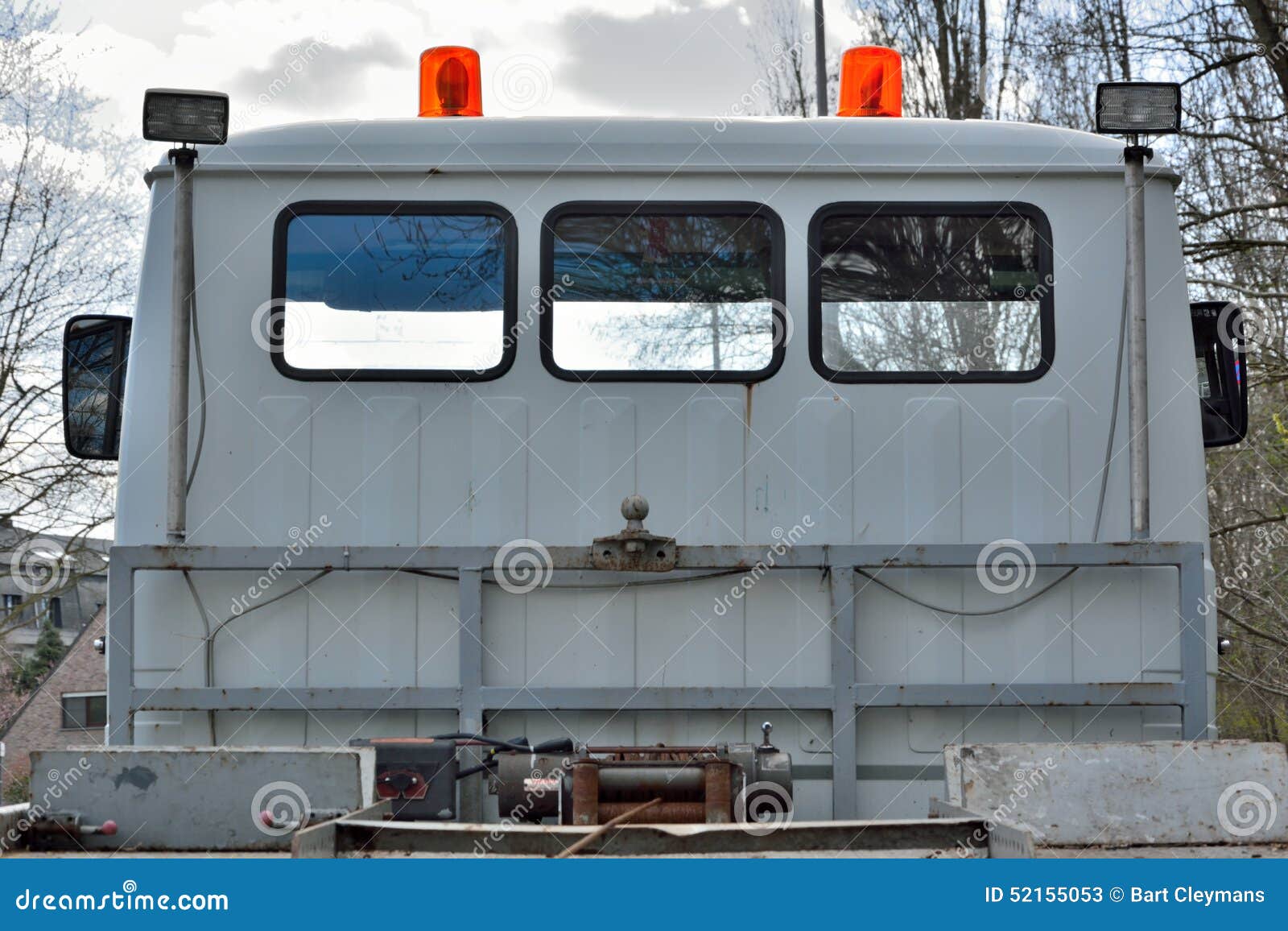 Back of a towing truck stock image. Image of trailer - 52155053