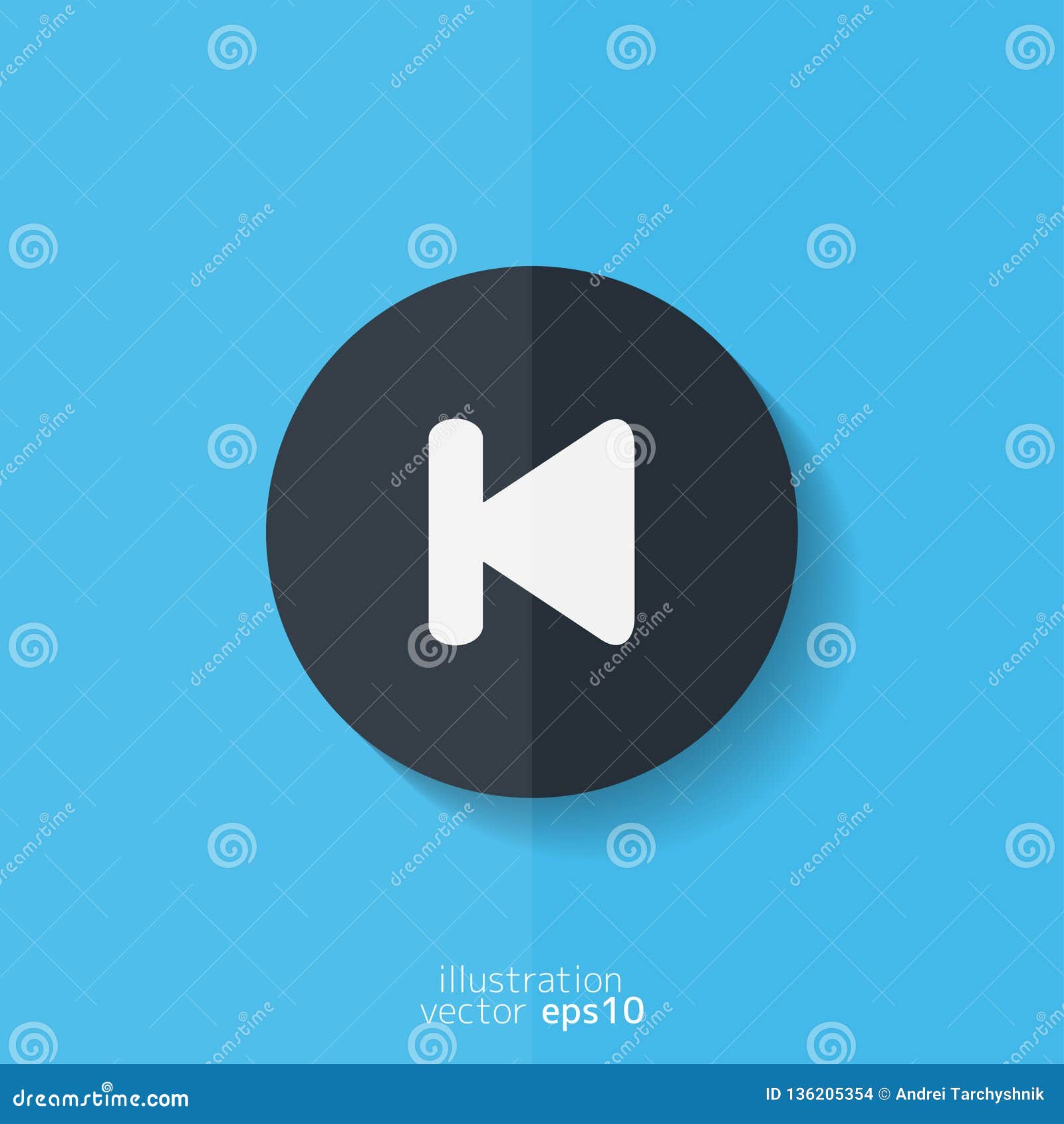 Back Track Web Icon.Media Player. Flat Design. Stock Vector ...