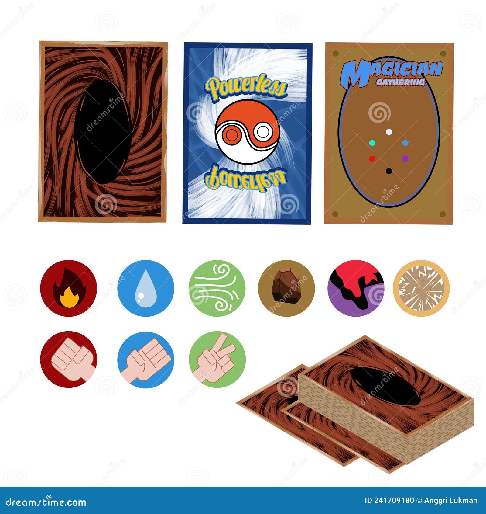 Back of Trading Card Games and Element Symbols Stock Vector ...