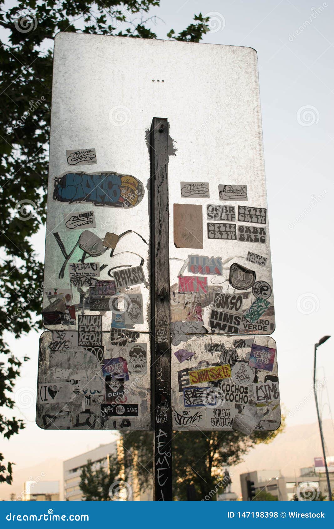 The Back of a Traffic Sign with Several Decals Attached Editorial Stock ...