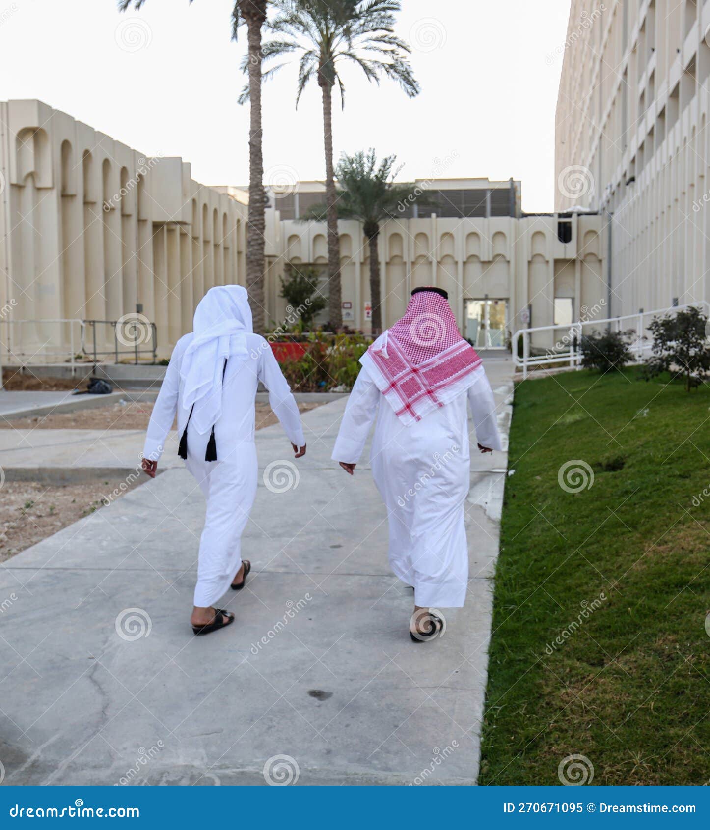 Back of Two Arabic Men Walking in Qatar Editorial Image - Image of ...