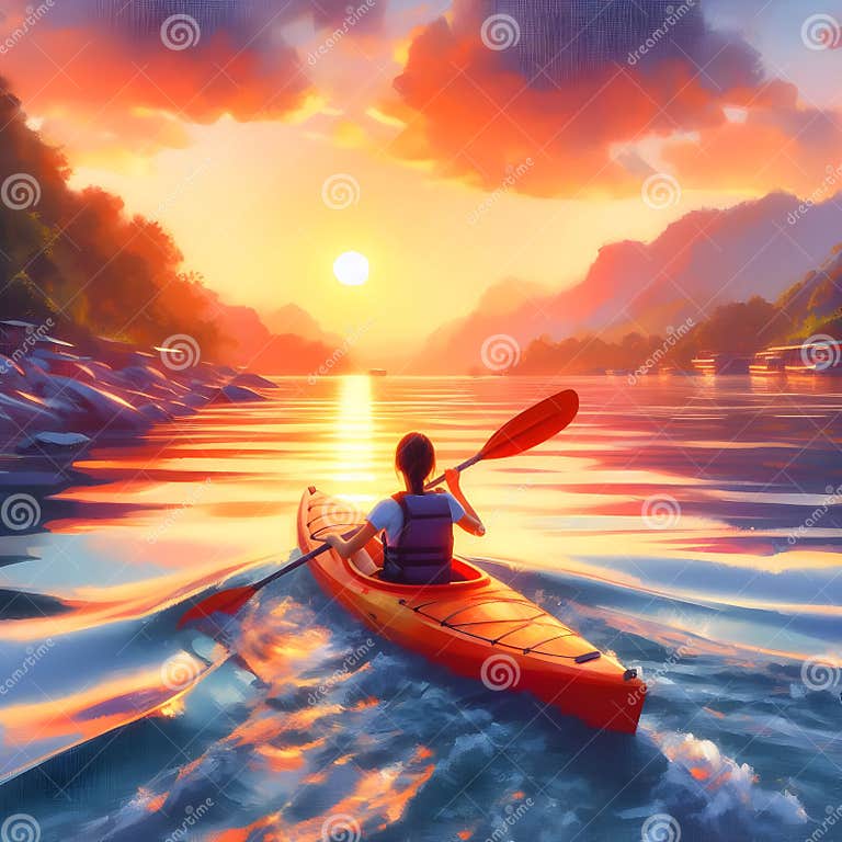 Back View Action Images of a Small Boat on a River Sailing into the ...