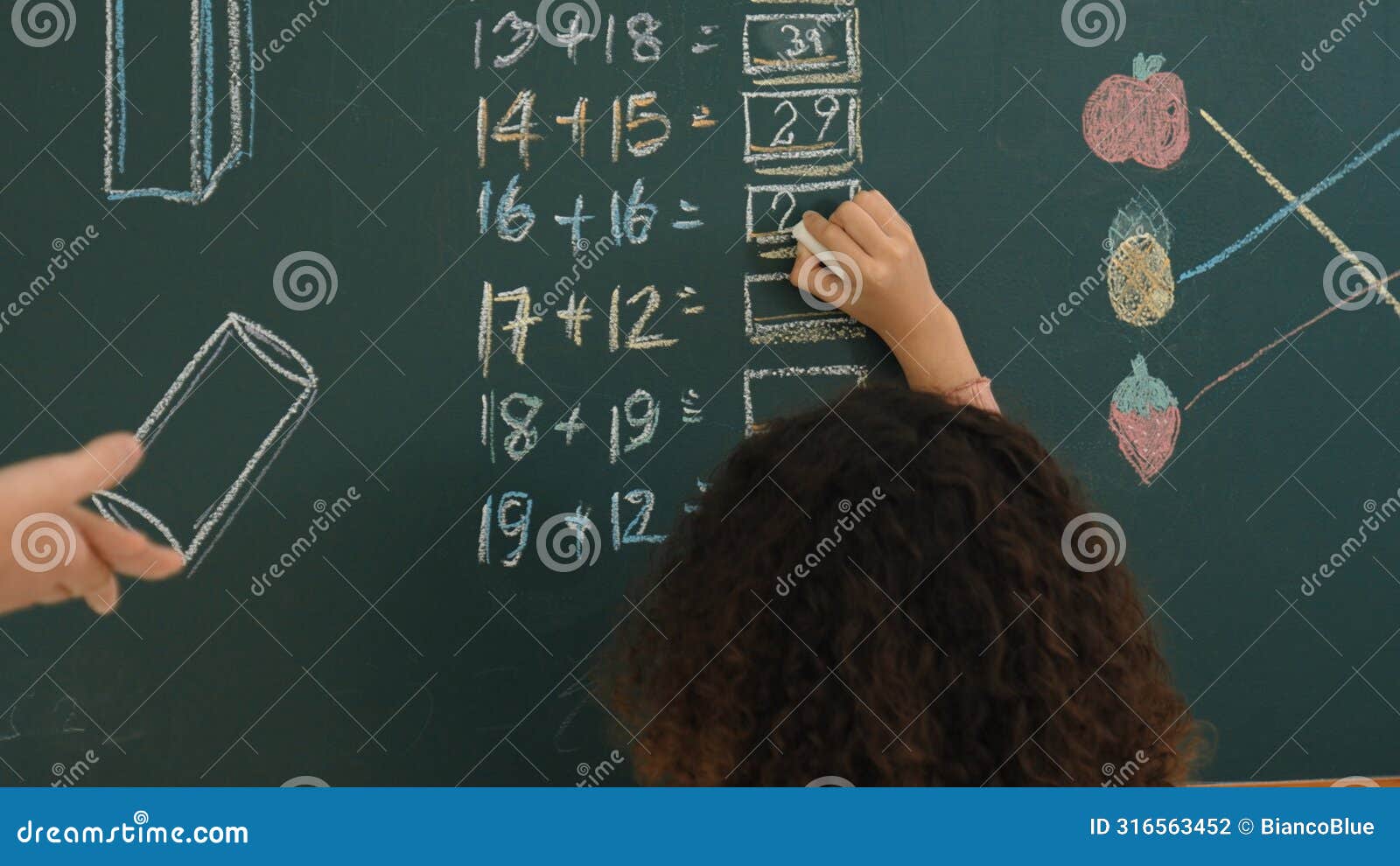 Student Answer Mathematic Question Sheet. Hand Holding Pen Writing And ...