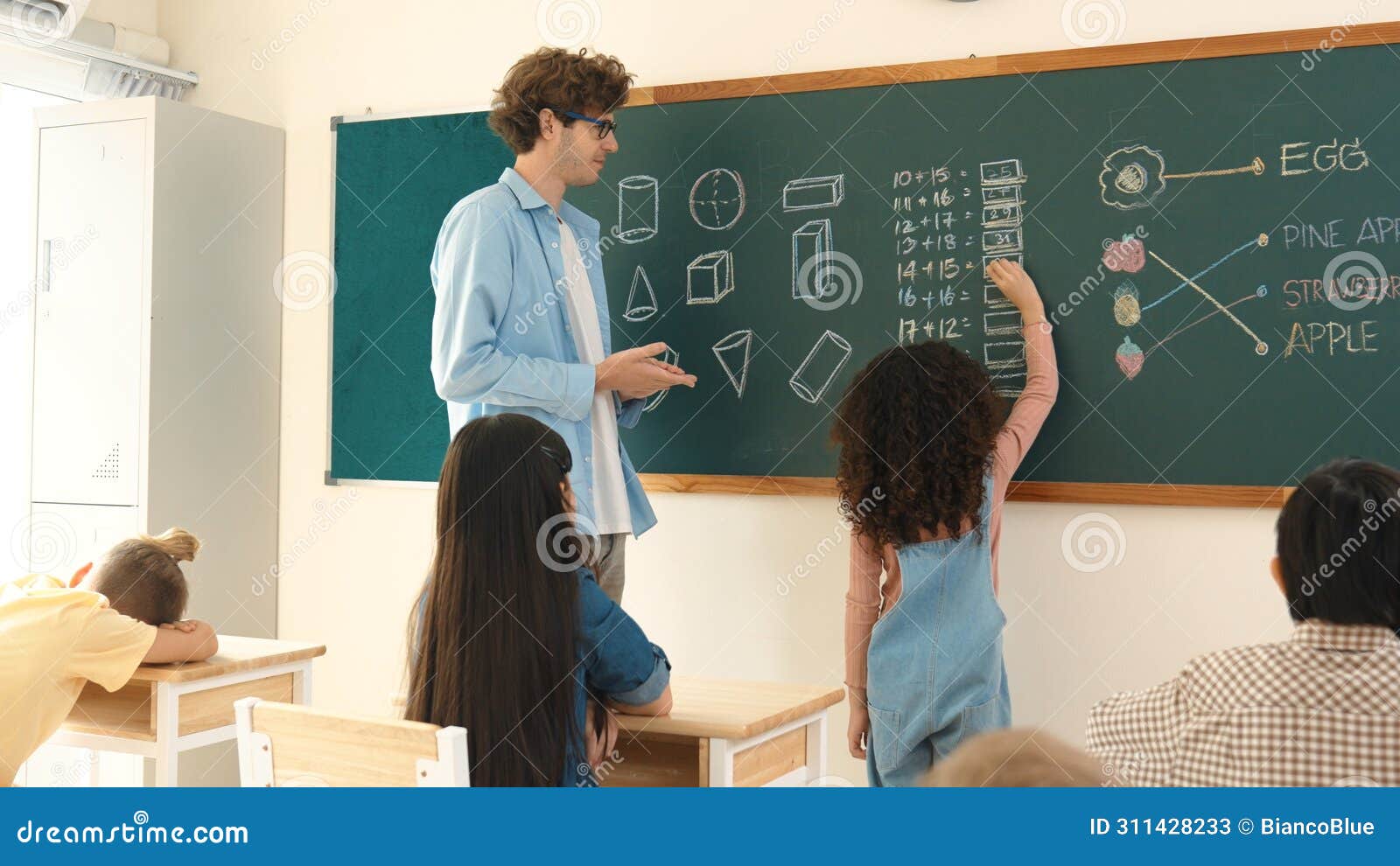 Student Answer Mathematic Question Sheet. Hand Holding Pen Writing And ...