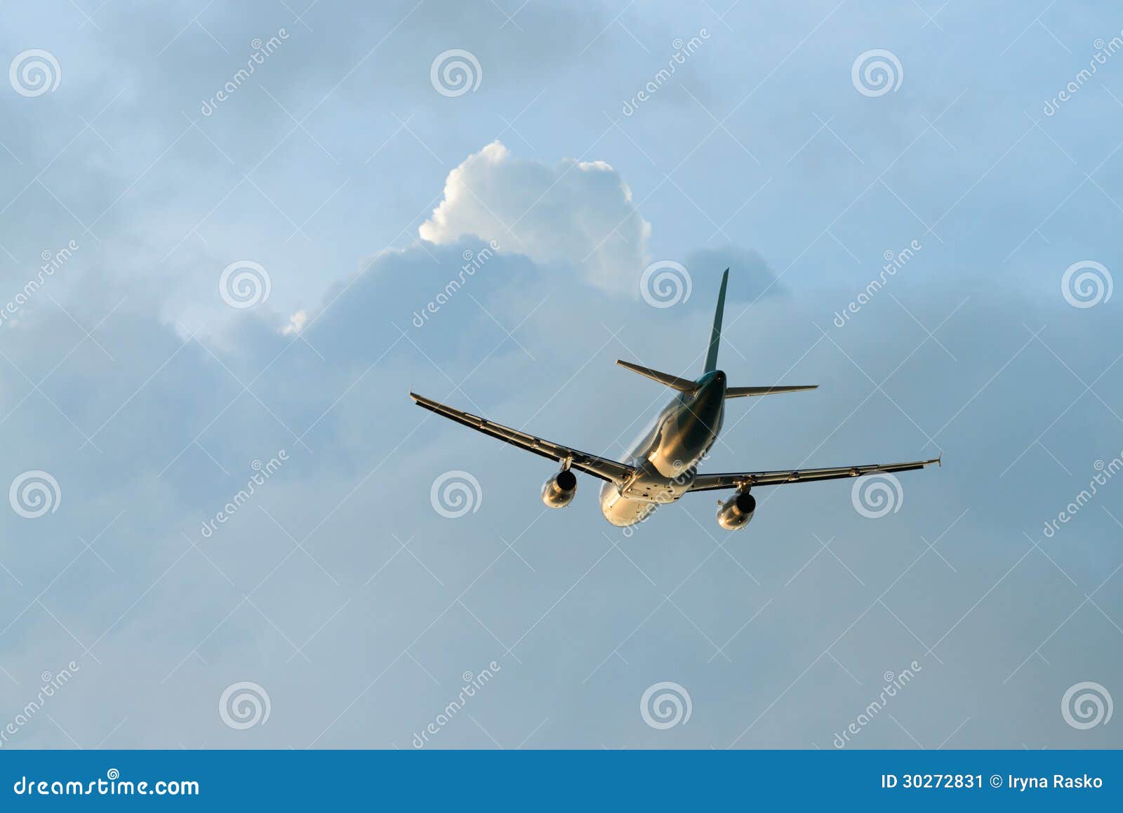 Back View of Flying Airplane Stock Image - Image of passenger, high ...