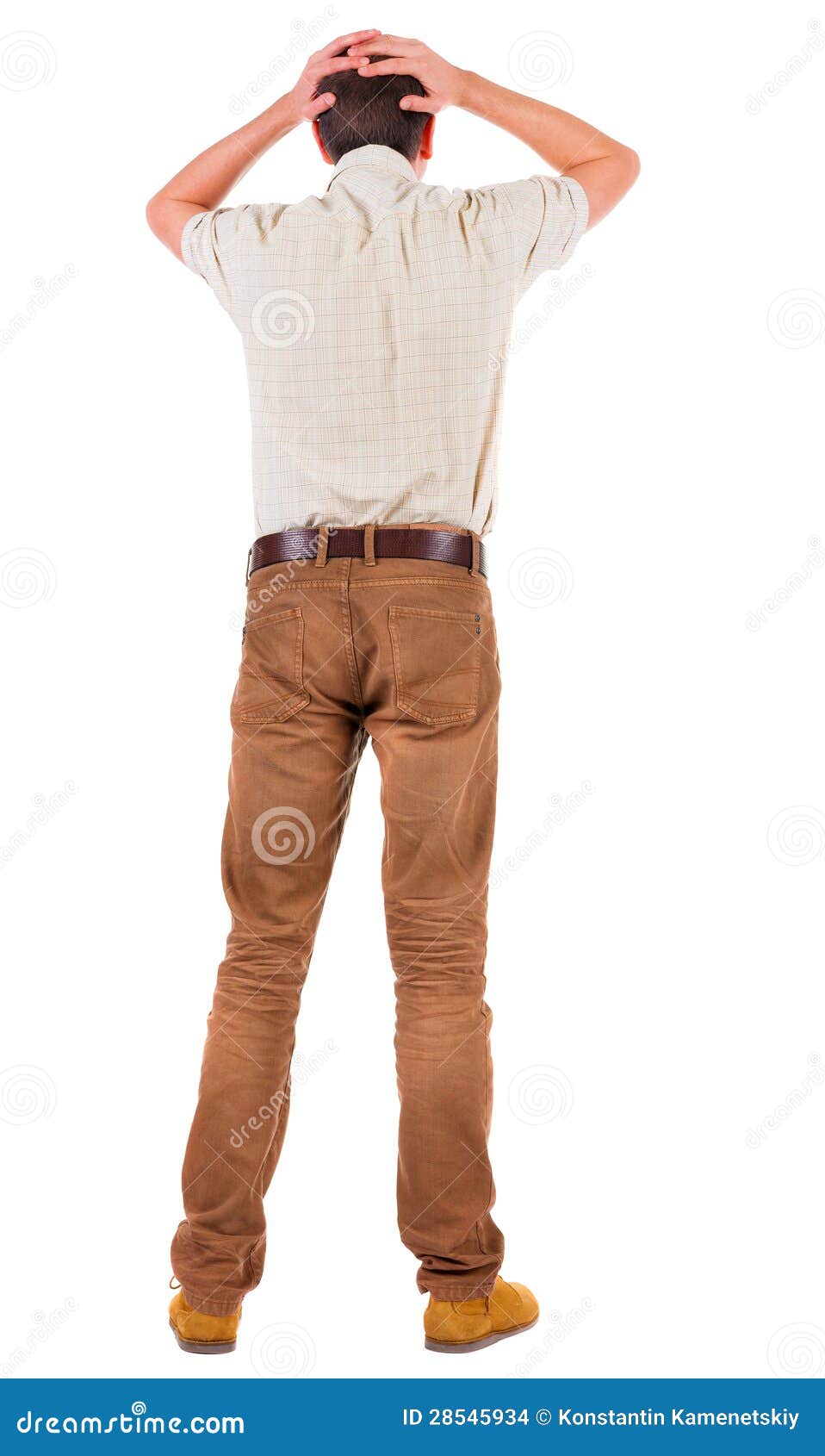 Back View of Angry Young Man in Jeans and Shirt. Stock Photo - Image of ...