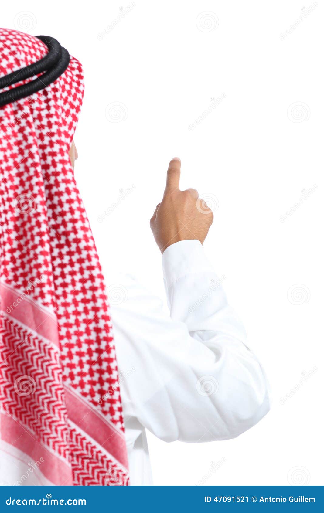 Back View of an Arab Saudi Emirates Man Selecting in the Air Stock ...
