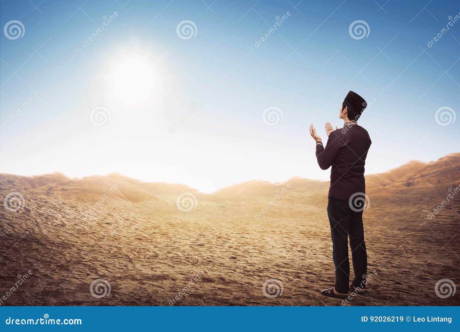 Back View of Asian Muslim Man Standing and Praying Stock Image - Image ...