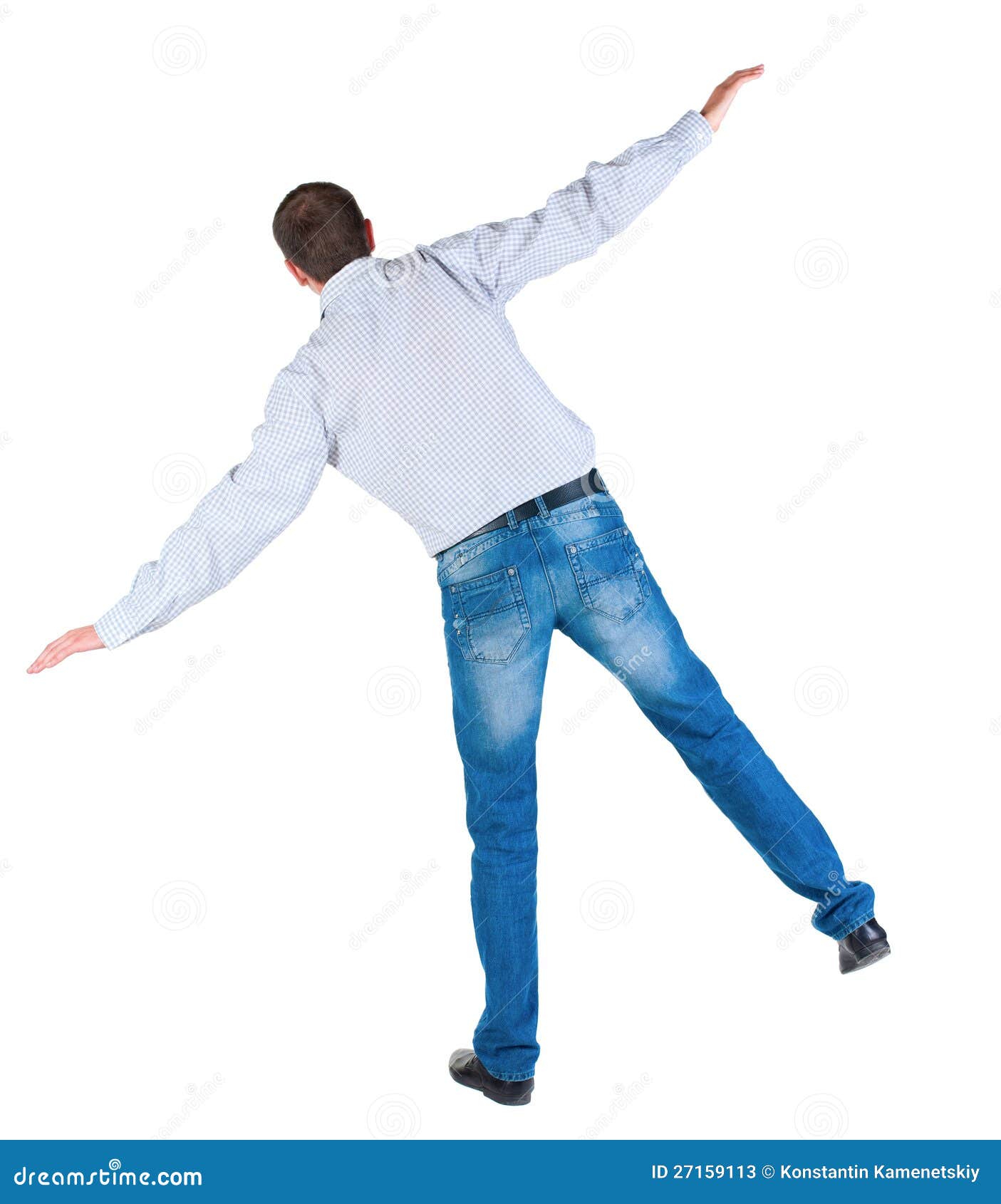 Back View of Balancing Man in Shirt . Stock Image - Image of efficient ...