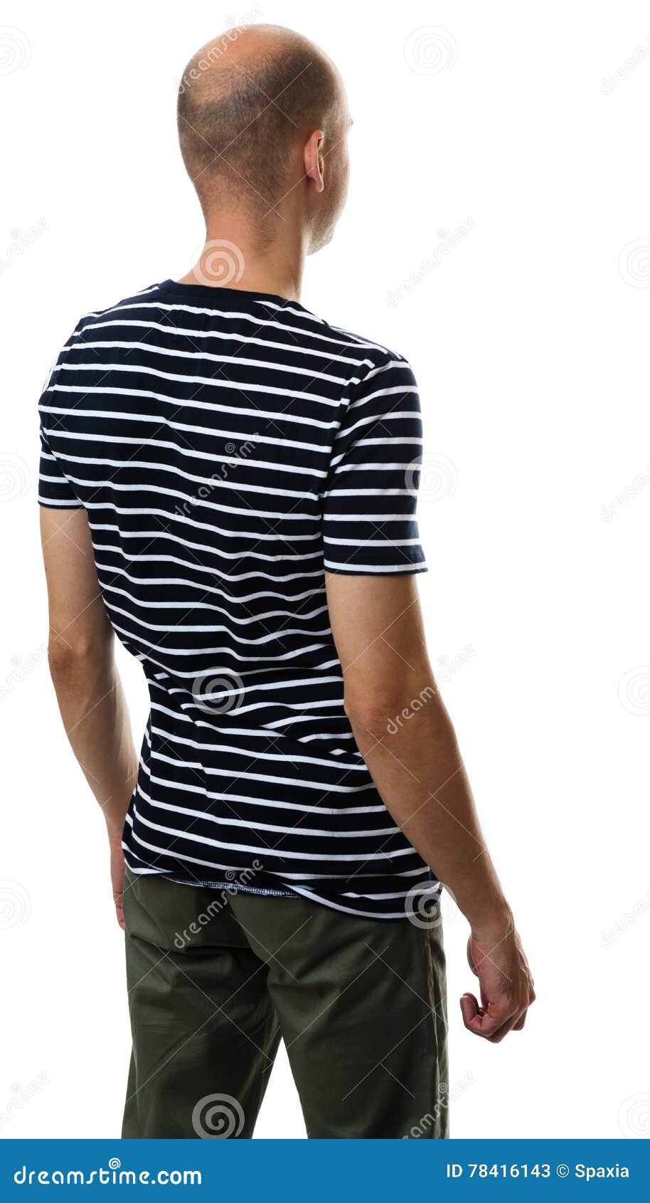 Back View of Bald Young Man Isolated Stock Image - Image of standing ...