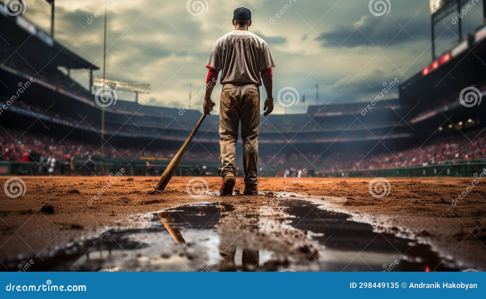 Back View of Baseball Player with Bat Stock Illustration - Illustration ...