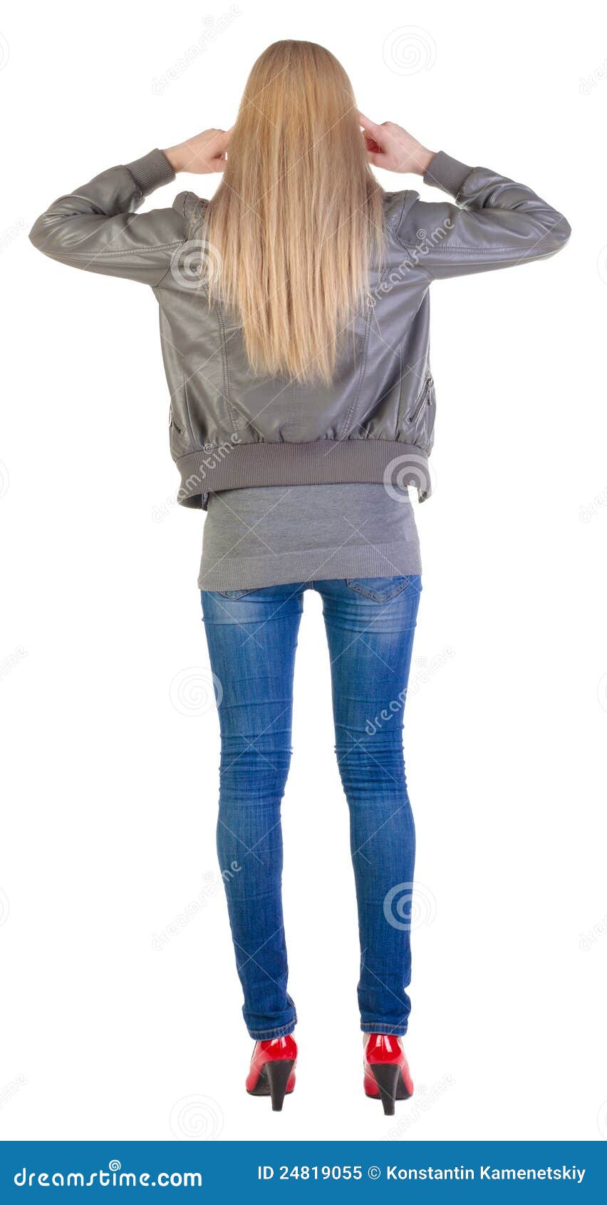 Back View of Beautiful Blonde Young Woman Thinking Stock Image - Image ...