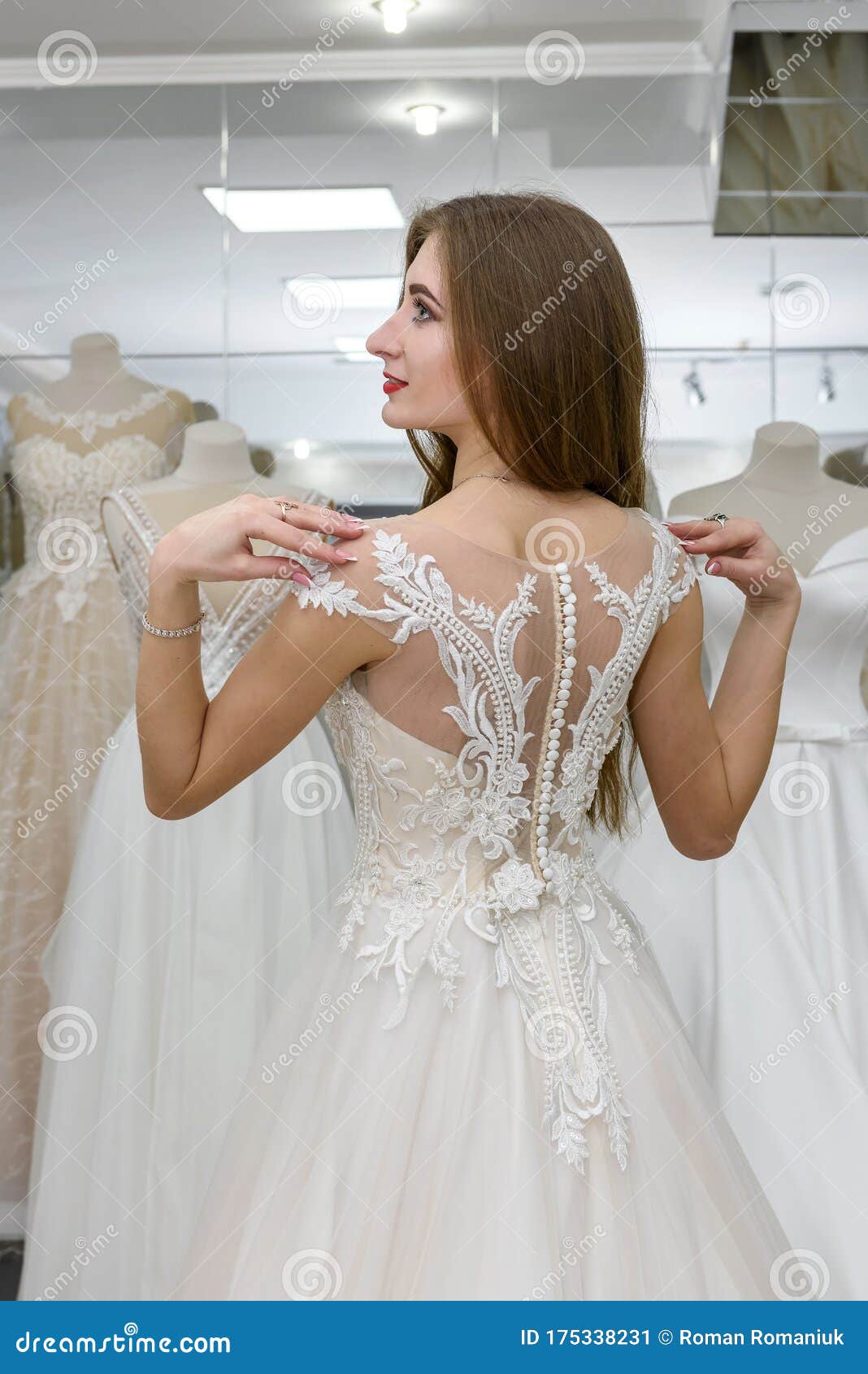 Back View at Beautiful Bride in Salon Stock Image - Image of bride ...