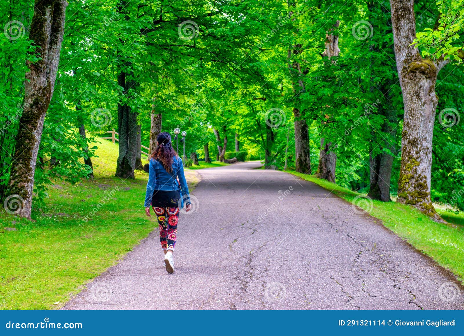 Back View of a Beautiful Woman Walking on a Trail Stock Photo - Image ...