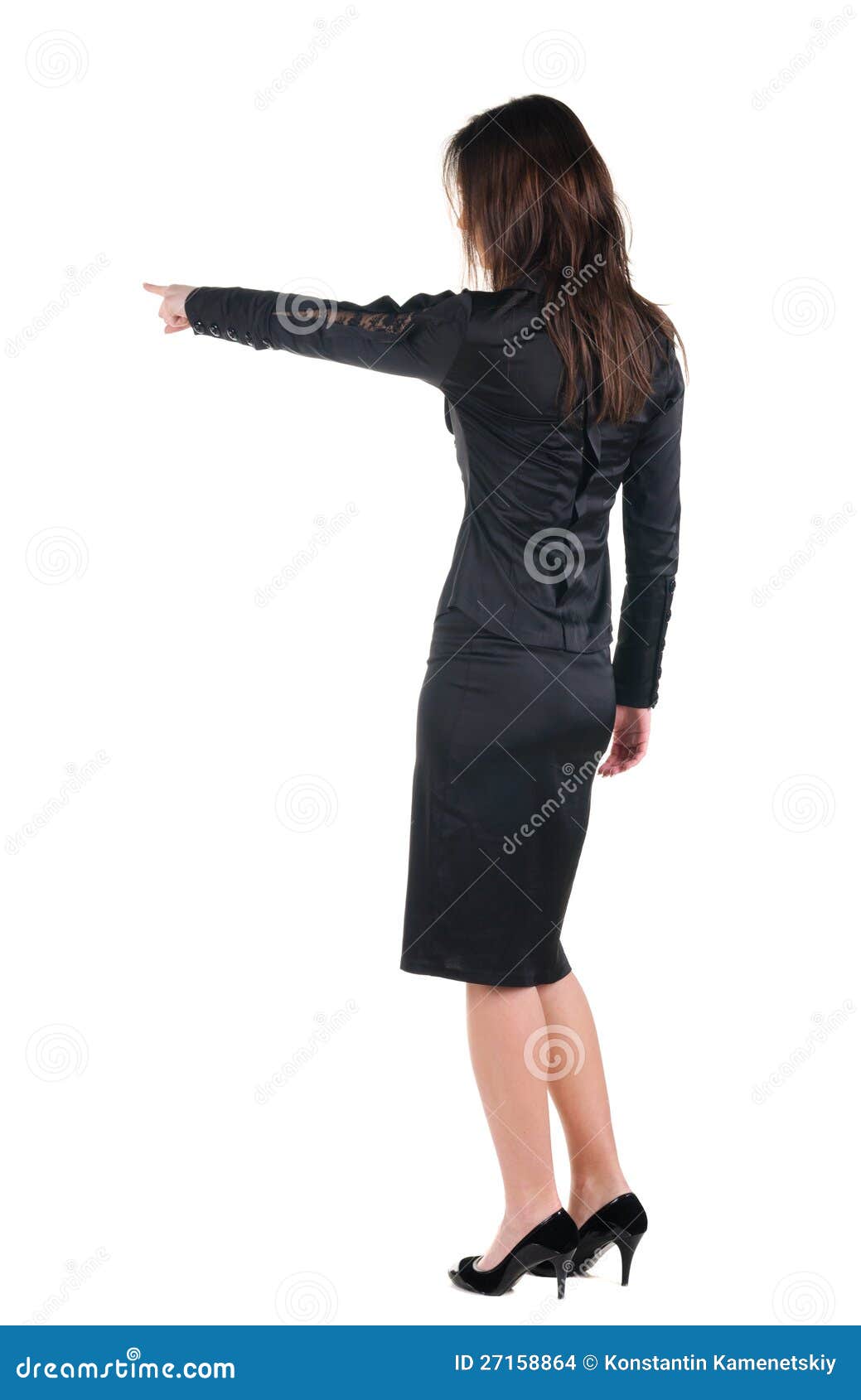 Back View of Beautiful Young Woman Pointing Stock Photo - Image of ...