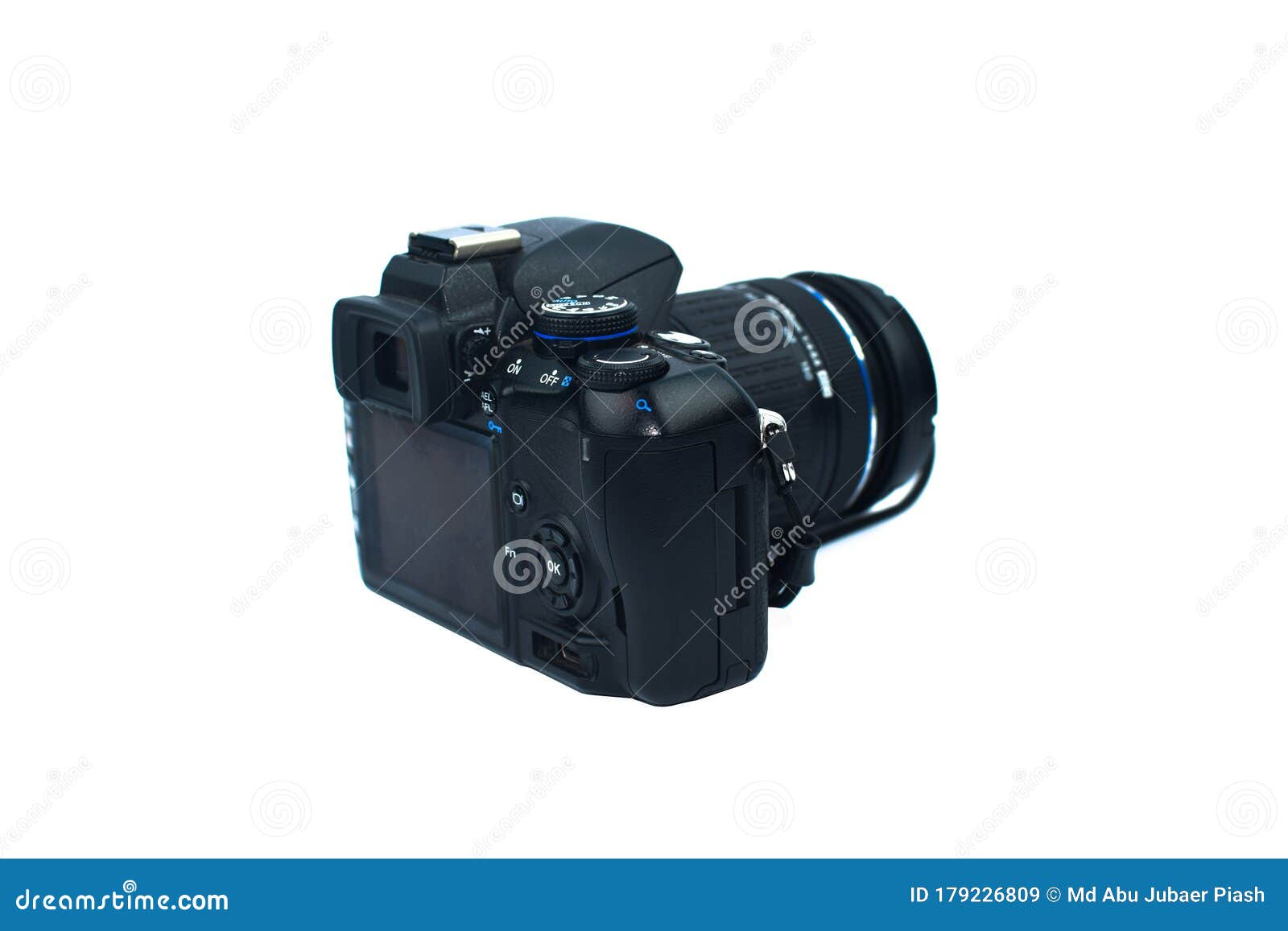 Back View of a Black Colored Digital Camera with a Nice Lens Attached ...