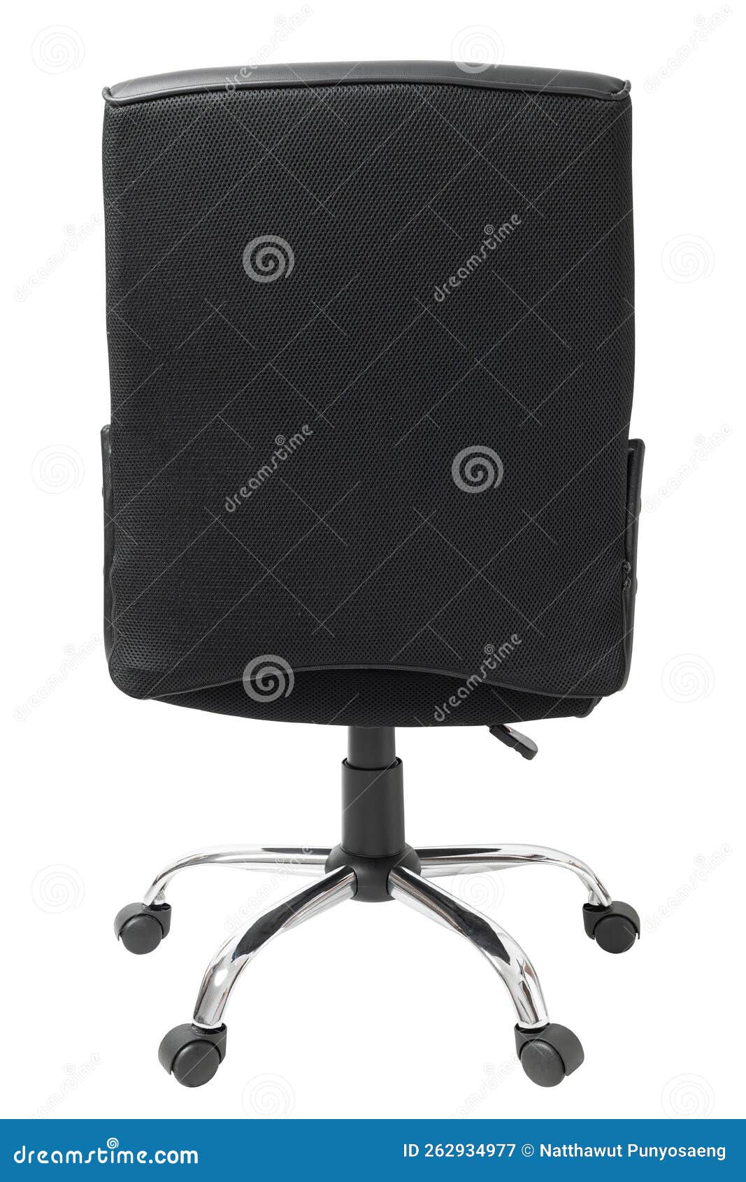 Back View of Black Leather Office Chair Isolated on White Stock Image ...