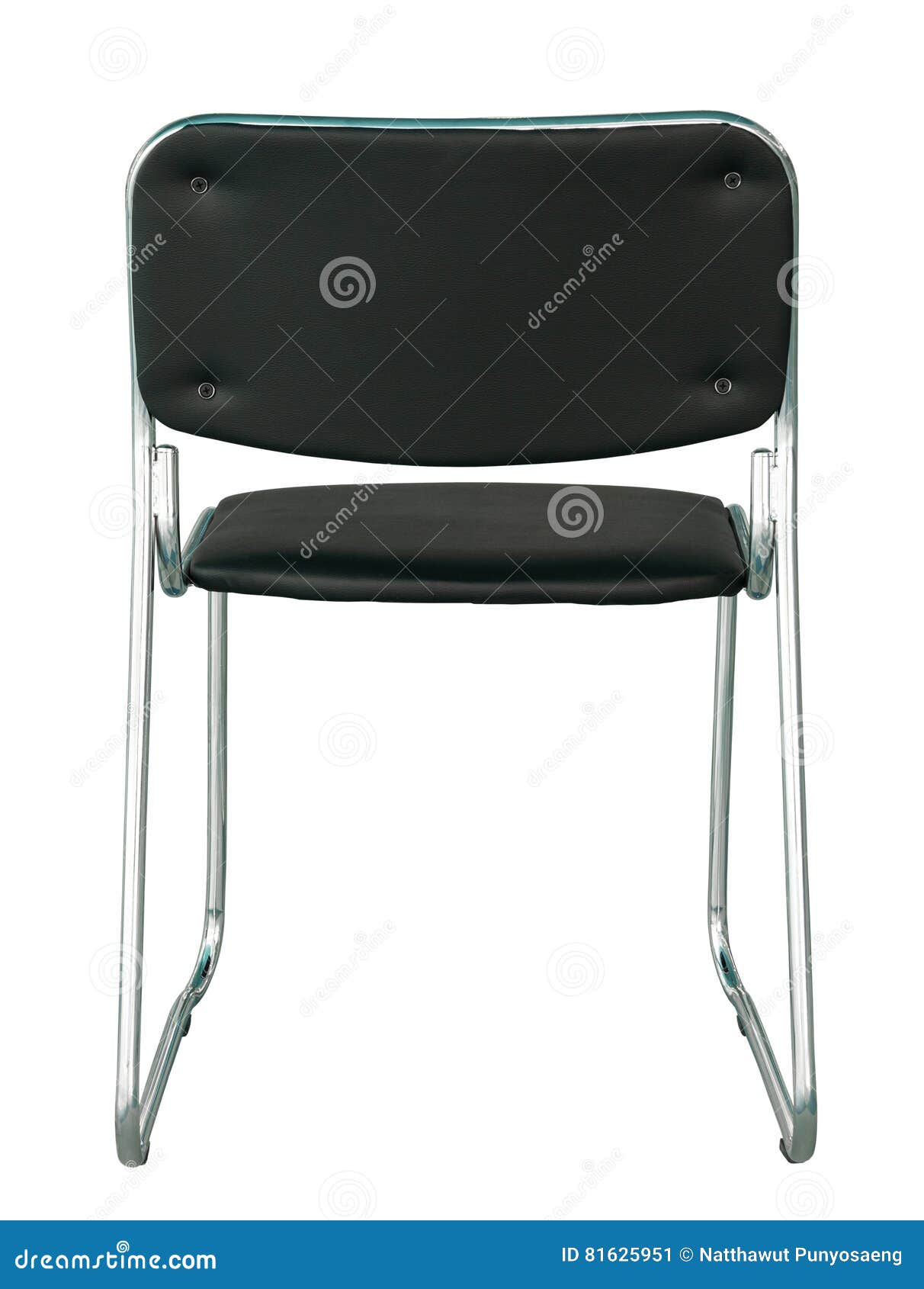 Back View of Black Modern Chair Isolated on White Stock Image - Image ...