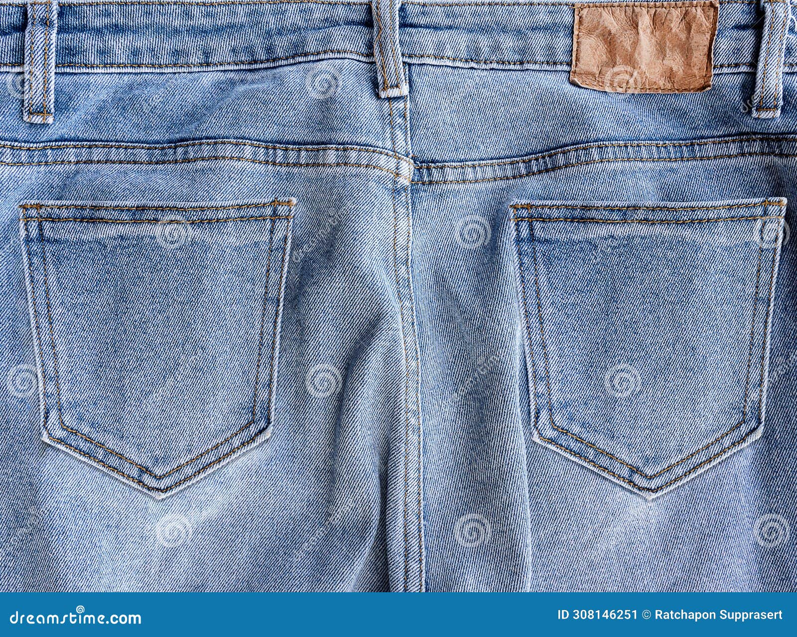 Back View Blue Jeans with Empty Jeans Label Stock Image - Image of ...