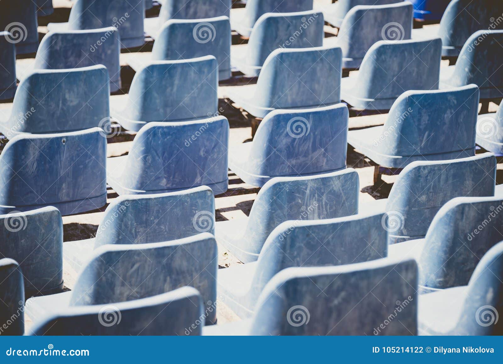Back View of Blue Plastic Seats in an Open-aitr Thetre. Abstract ...