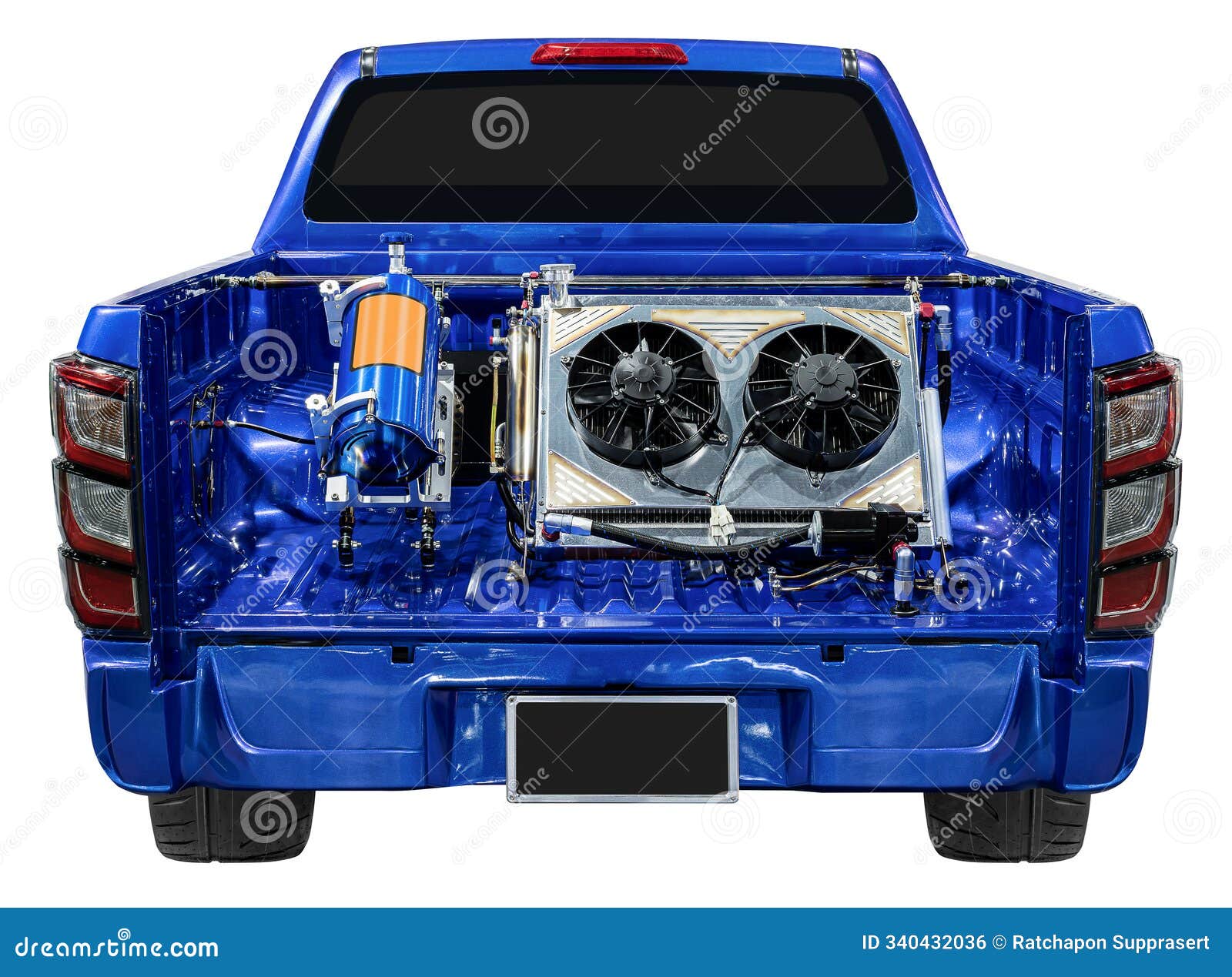 Back View Blue Truck with Nitrous Oxide Tank and Intercooler on Truck ...