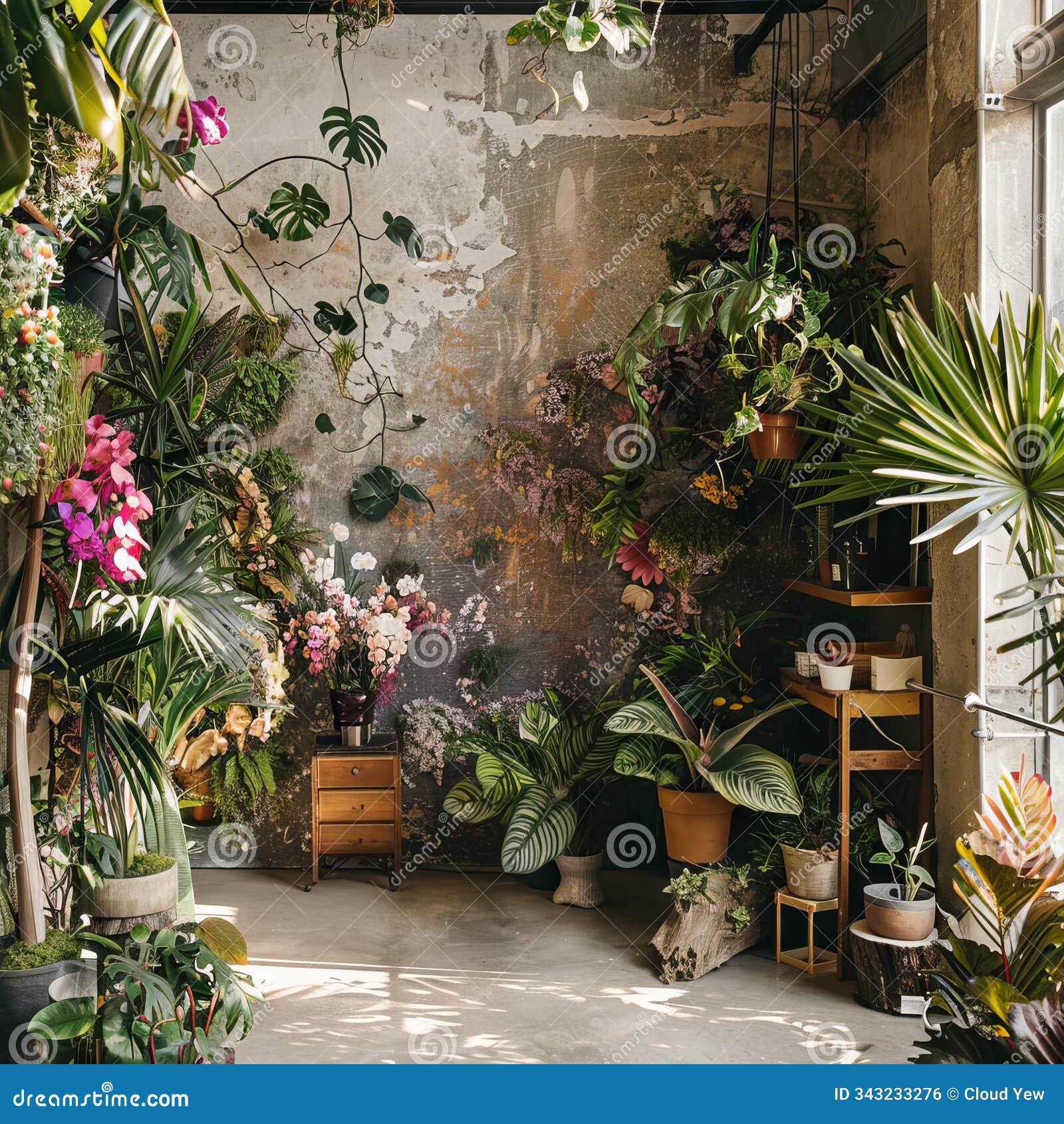 Back View of Botanical Setup Adding Depth To Interior Aesthetics Stock ...