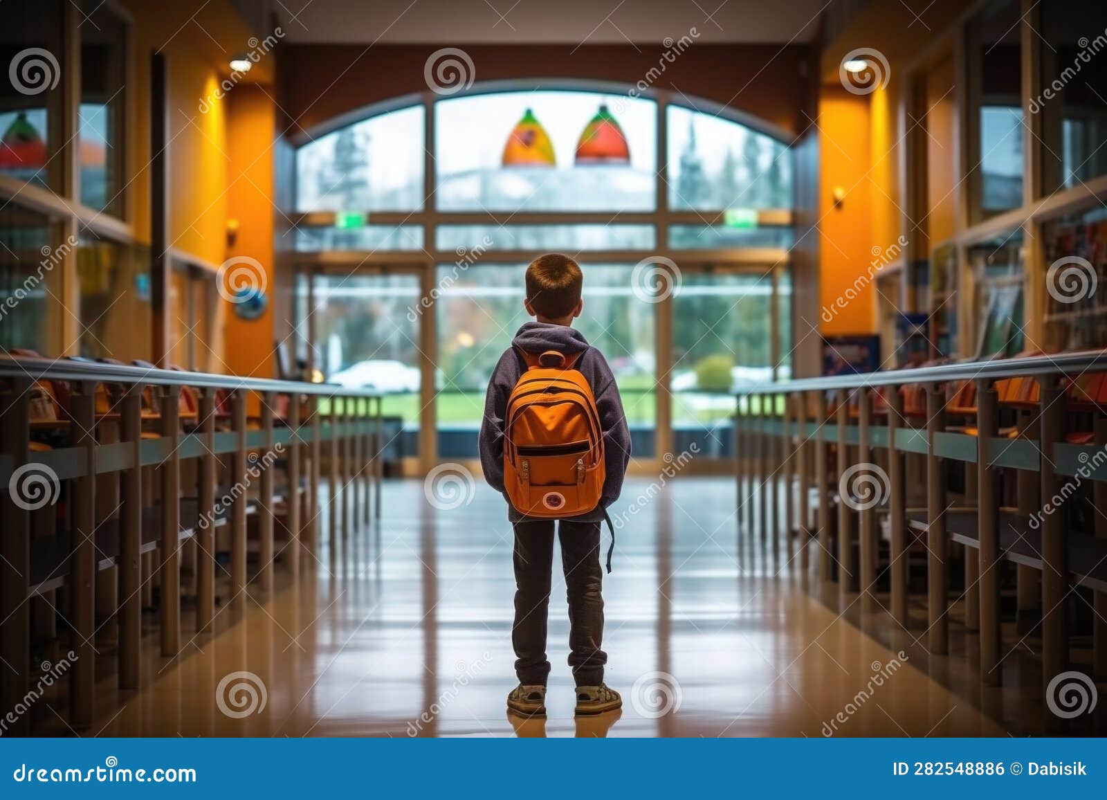 Back View of Boy in School. Education in Elementary School. Generative ...