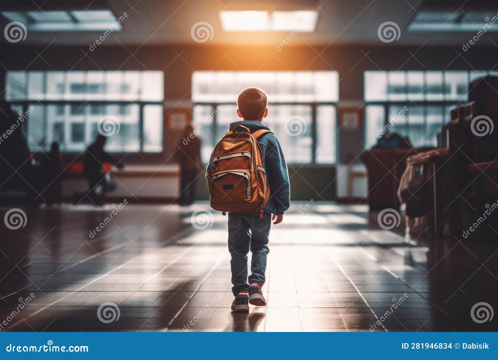 Back View of Boy in School. Education in Elementary School. Generative ...