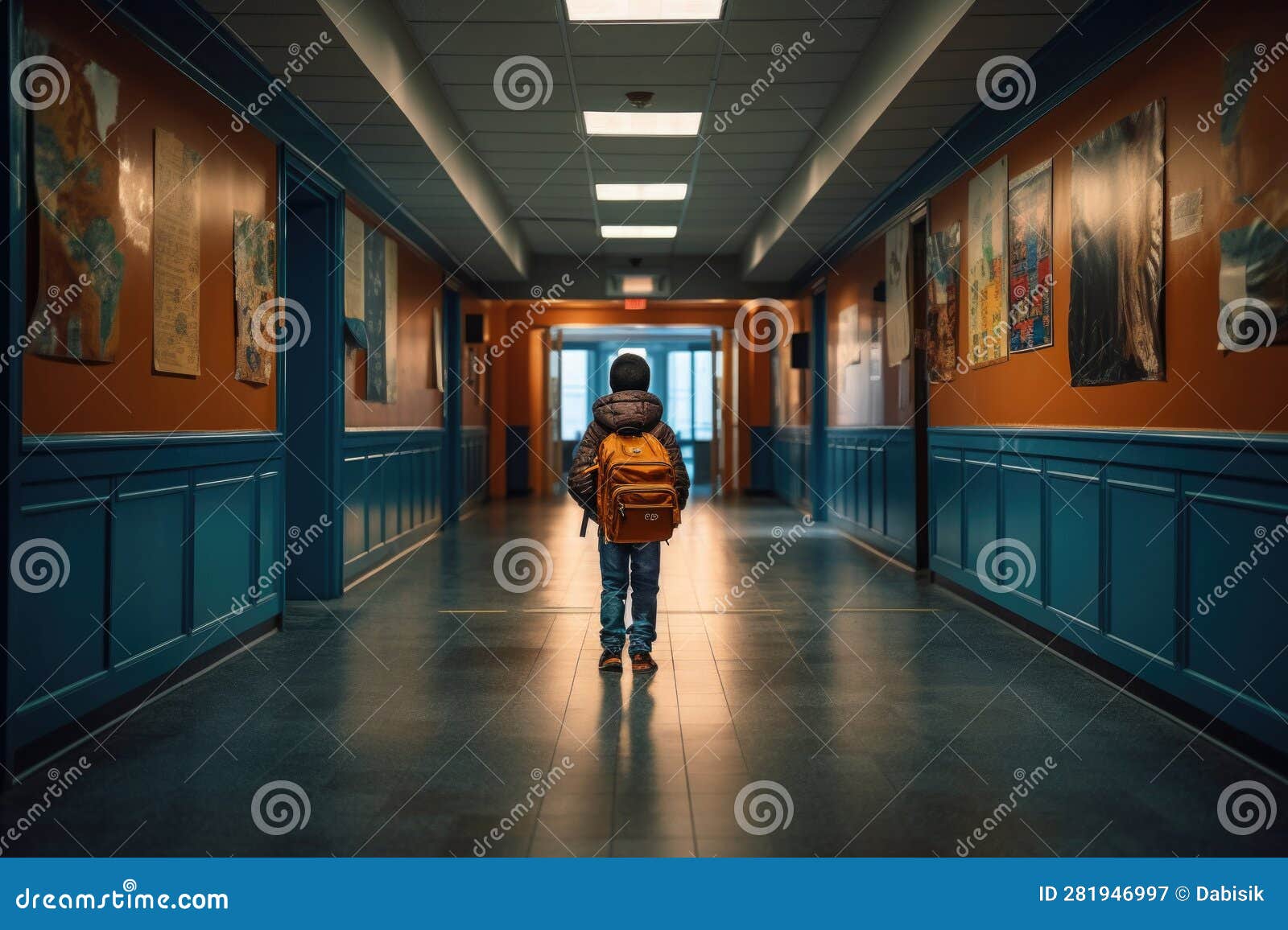 Back View of Boy in School. Education in Elementary School. Generative ...