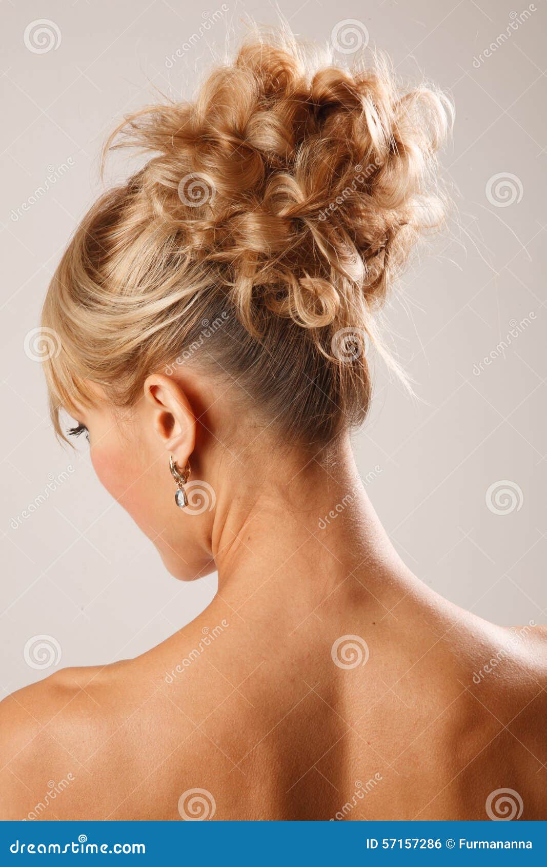 Back View of Bridal Hairstyle Stock Photo - Image of earring, human ...