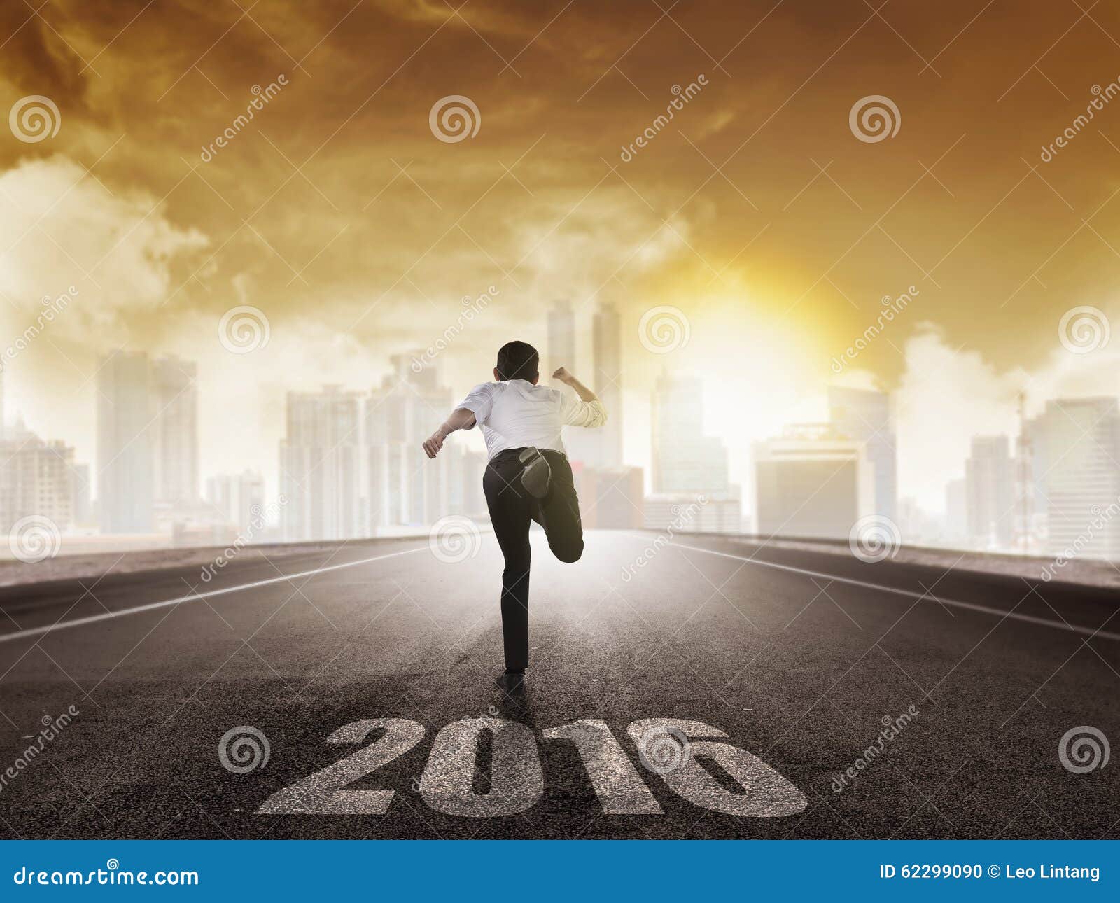 Back View of Business Man Running with 2016 Number Stock Photo - Image ...