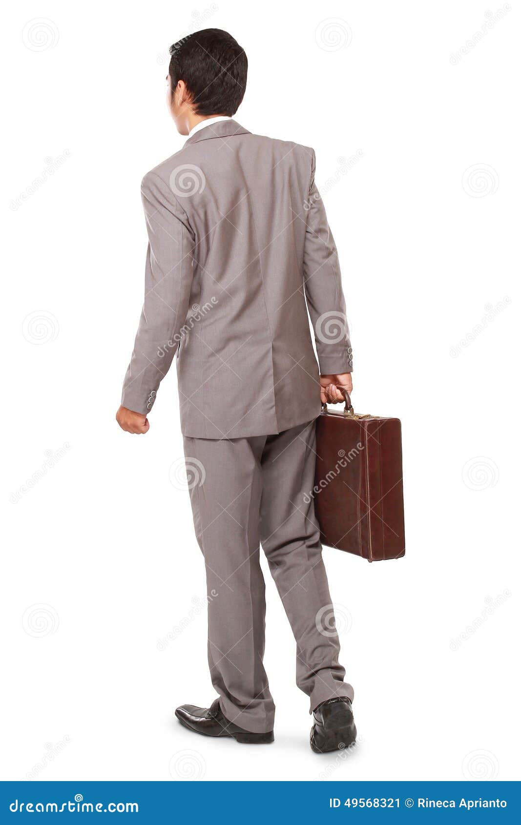 Back View of a Business Man Standing and Holding a Briefcase Stock ...