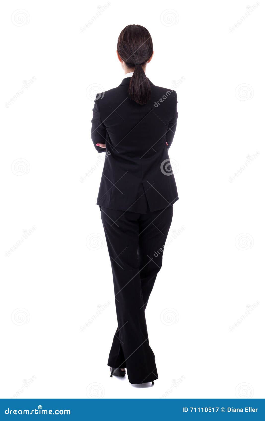 Back View of Business Woman Isolated on White Stock Image - Image of ...