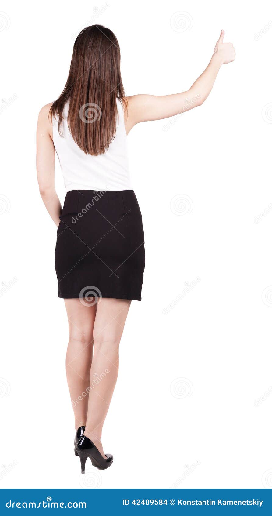 Back View of Business Woman Thumbs Up. Stock Photo - Image of positive ... Back View of Business Woman Thumbs Up. Stock Photo - Image of positive ...