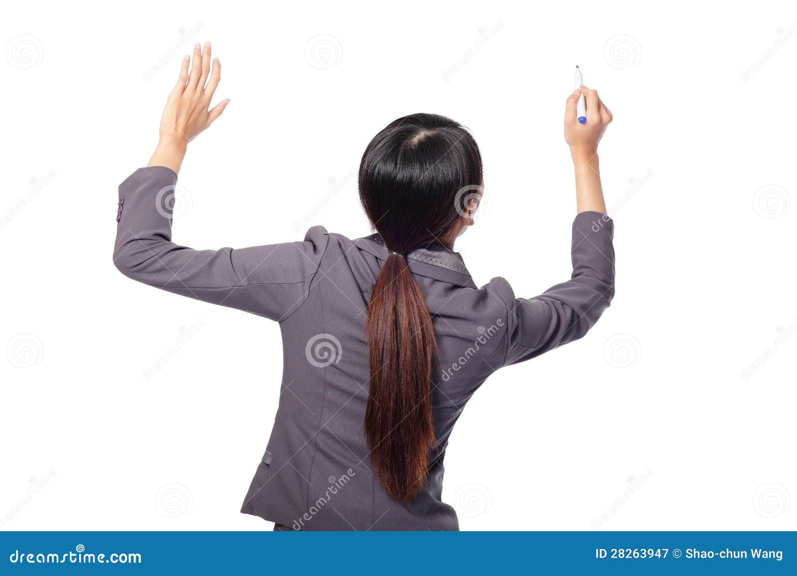 Back View of Business Woman Writing Stock Image - Image of presenting ...