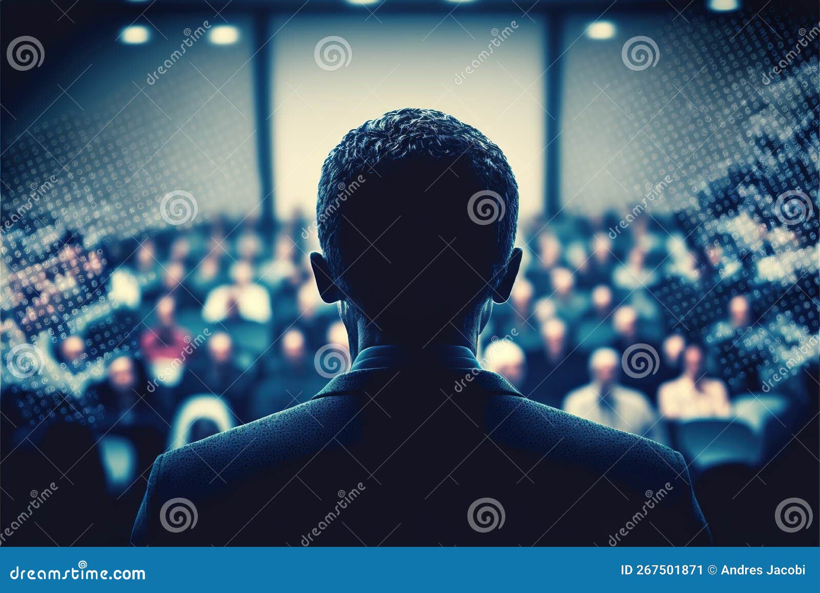 Back View of Businessman in Front of a Group of People in the ...