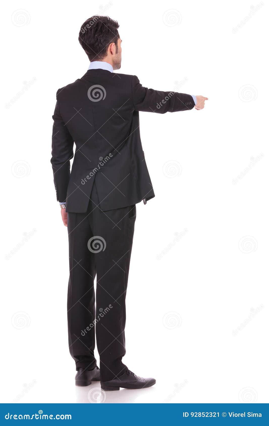 Back View of a Businessman Pointing Finger Stock Image - Image of latin ...