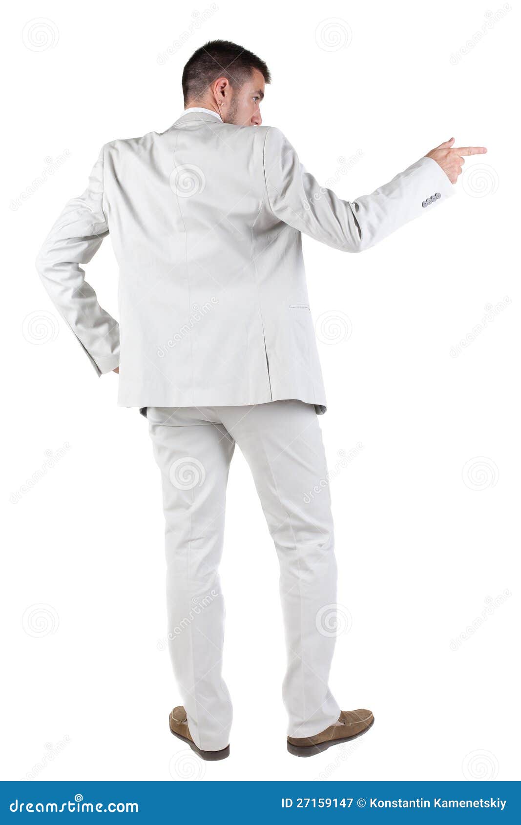 Back View of Businessman Pointing at Wall Stock Image - Image of person ...