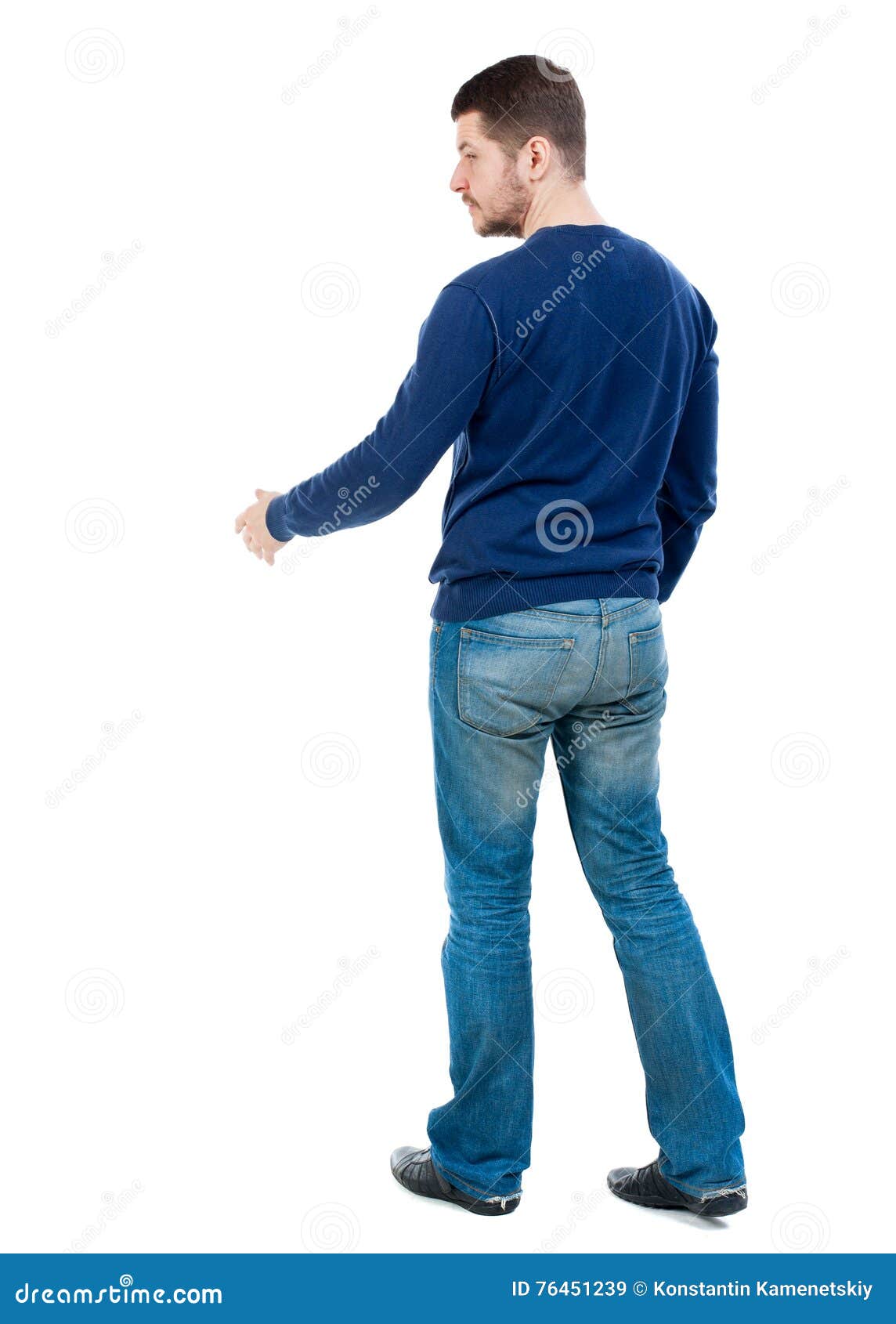 Back View of Businessman Reaches Out To Shake Hands. Stock Image ...