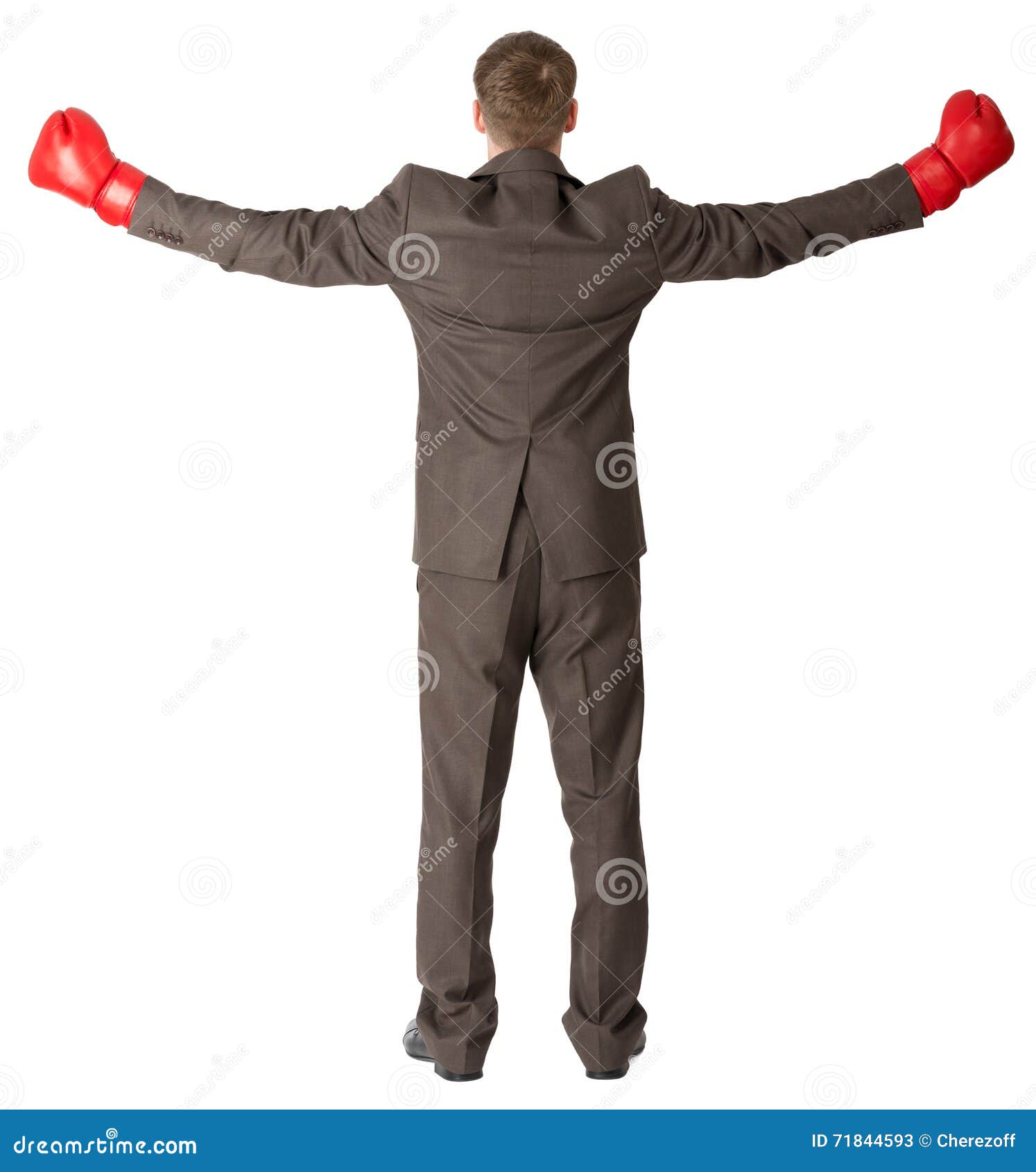 Back View of Businessman in Red Boxing Gloves Stock Image - Image of ...