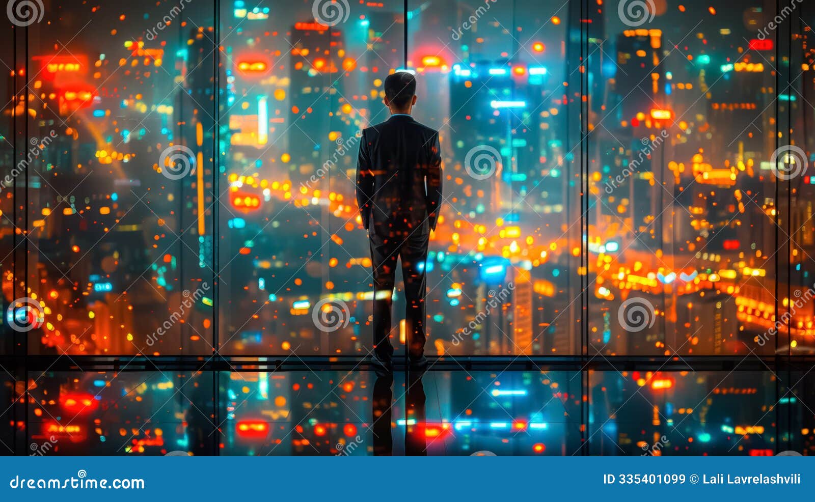 A Man Looking Up At A Night Sky Filled With Constellations That Form ...