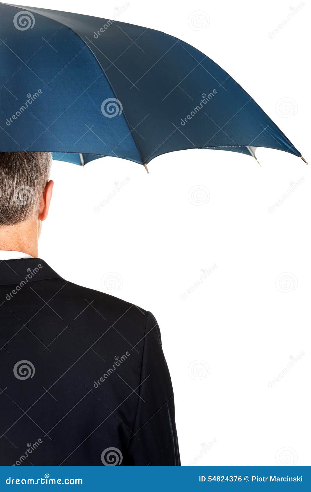 Back View Businessman with Umbrella Stock Photo - Image of protection ...