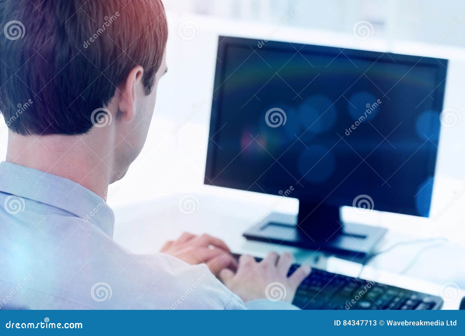 Back View of a Businessman Working with a Computer Stock Image - Image ...
