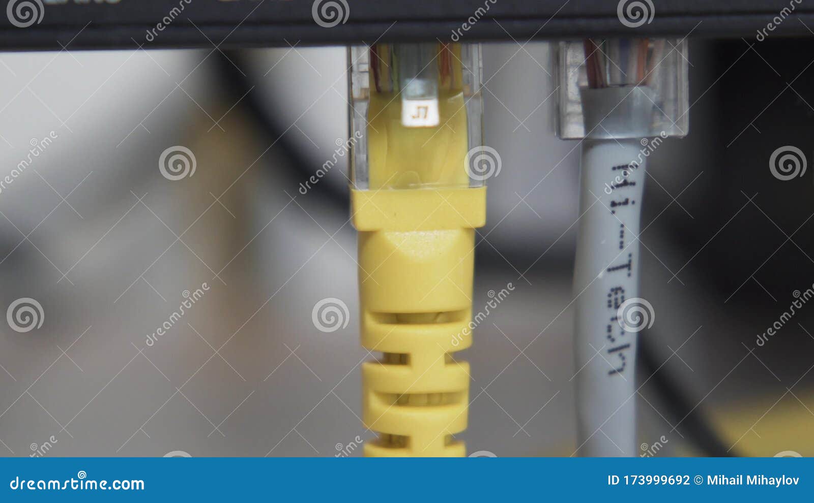 Network Cables Connected To Router or Switch at Office Stock Footage ...