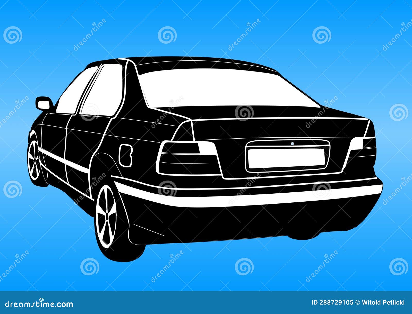 Back view of the car stock illustration. Illustration of vector - 288729105
