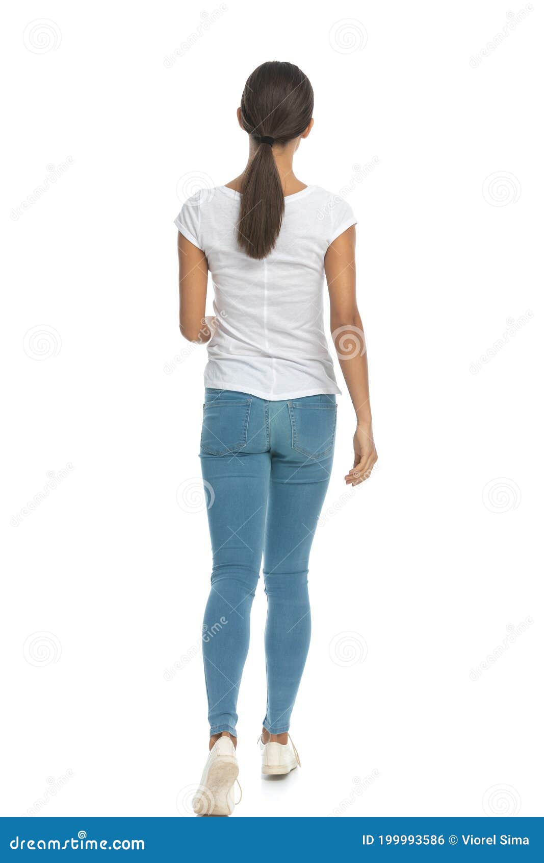 Back View of Casual Woman Walking Stock Photo - Image of back, body ...