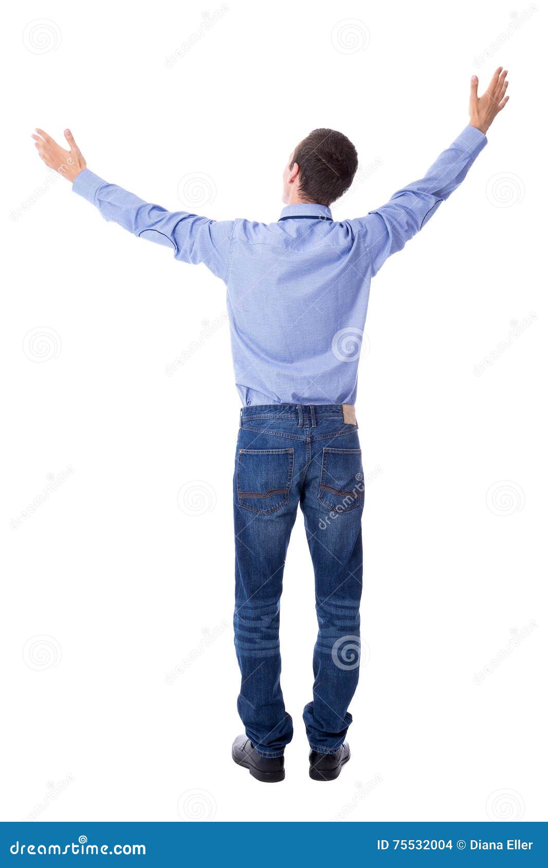 Back View of Cheerful Young Businessman Celebrating Something is Stock ...
