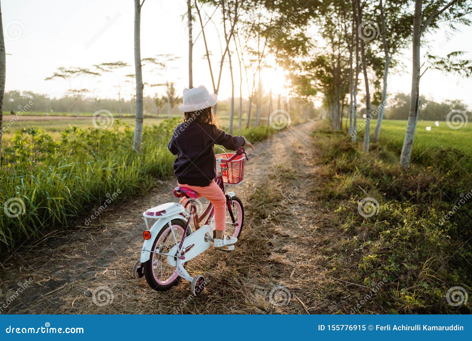 Back View of a Child Riding a Bicycle Stock Image - Image of self ...