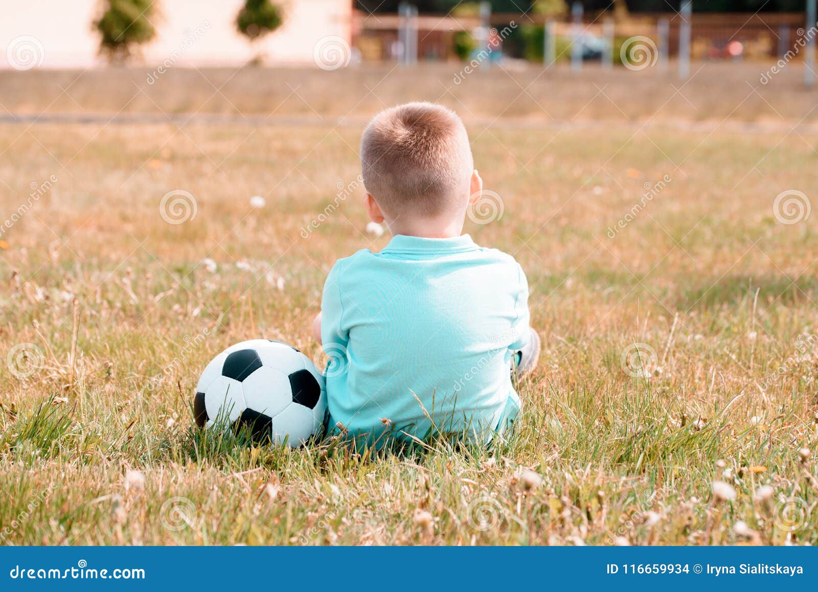 Back View of a Child in Sportswear with Soccer Ball. Stock Photo ...